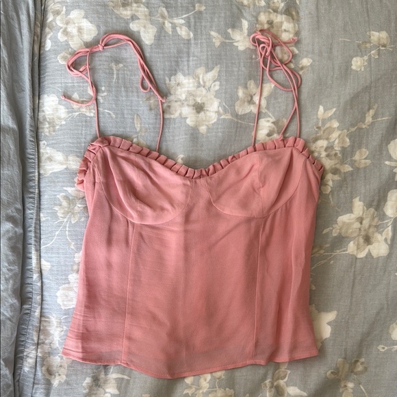 Reformation | Tops | Reformation Dusty Pink Camisole With Ruffle Trim ...